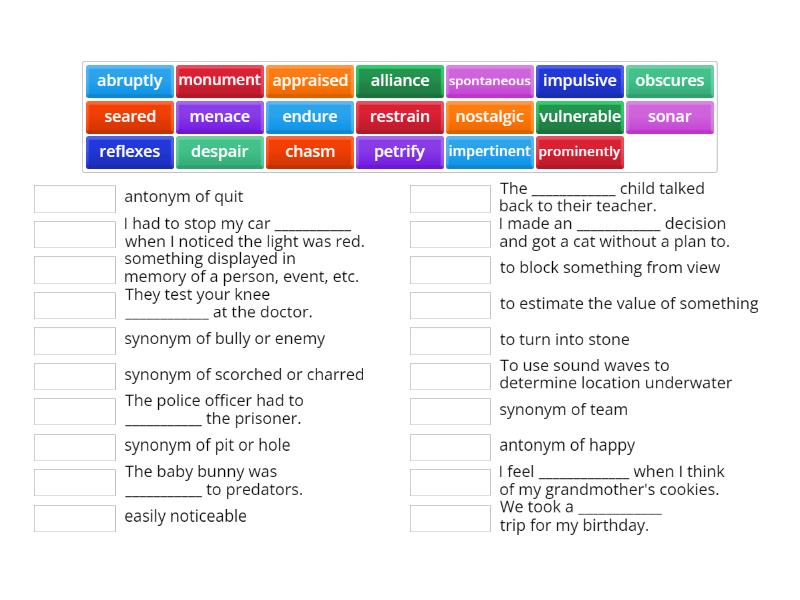 The Lightining Theif vocab 2 - Match up