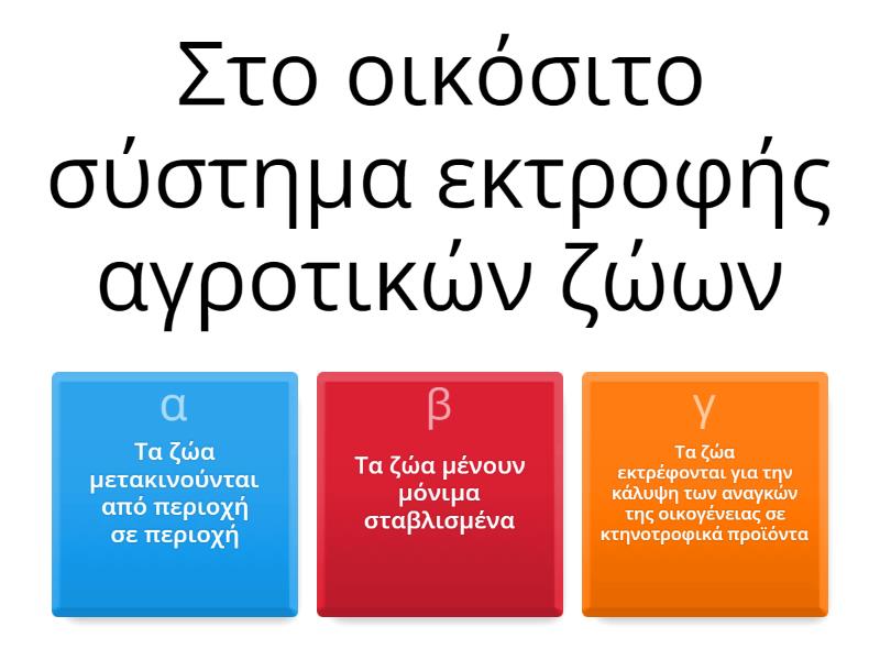 ΖΩΙΚΗ ΠΑΡΑΓΩΓΗ_ Κεφ.8_ Συστήματα Εκτροφής Ζώων - Quiz