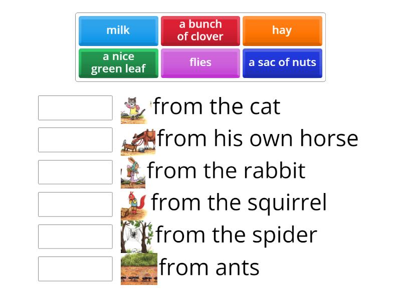 The greedy rat took.. - Match up