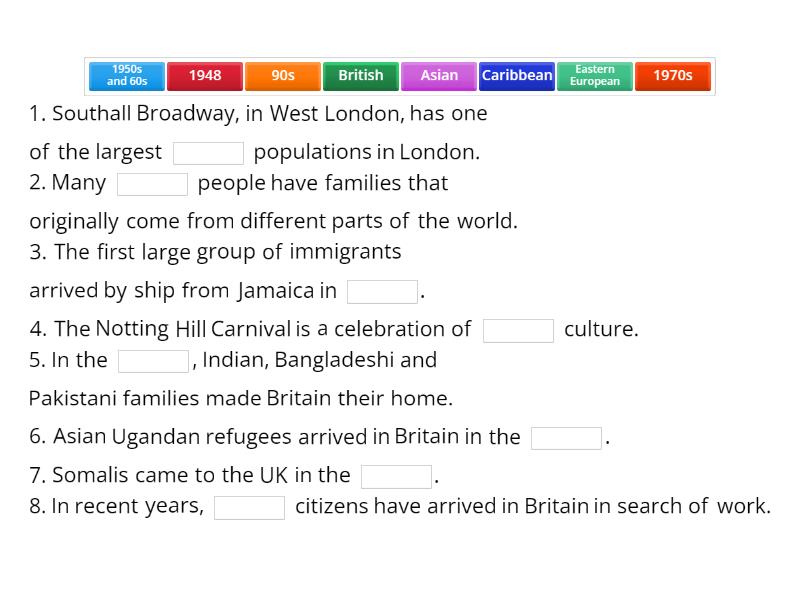2 Multicultural Britain - Complete the sentence