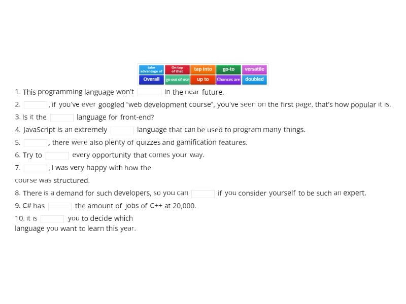 Programming languages - Complete the sentence