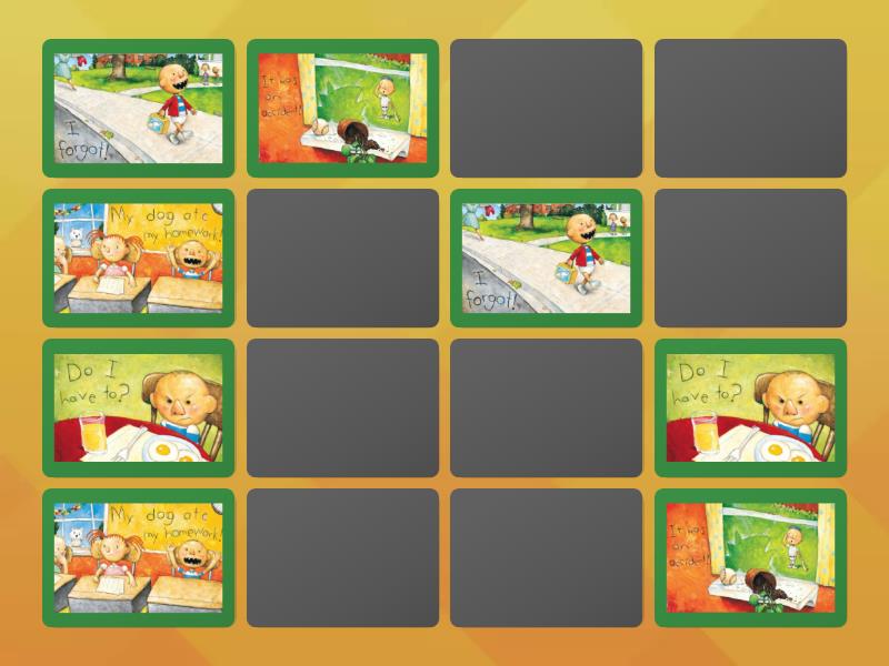 David gets in trouble Matching game - Matching pairs