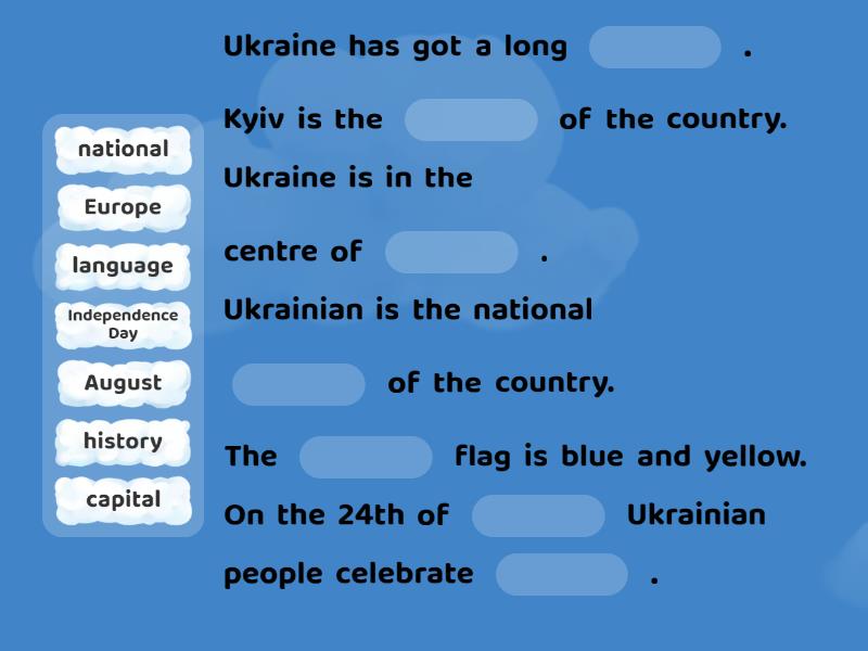 Ukraine text class 5 - Complete the sentence
