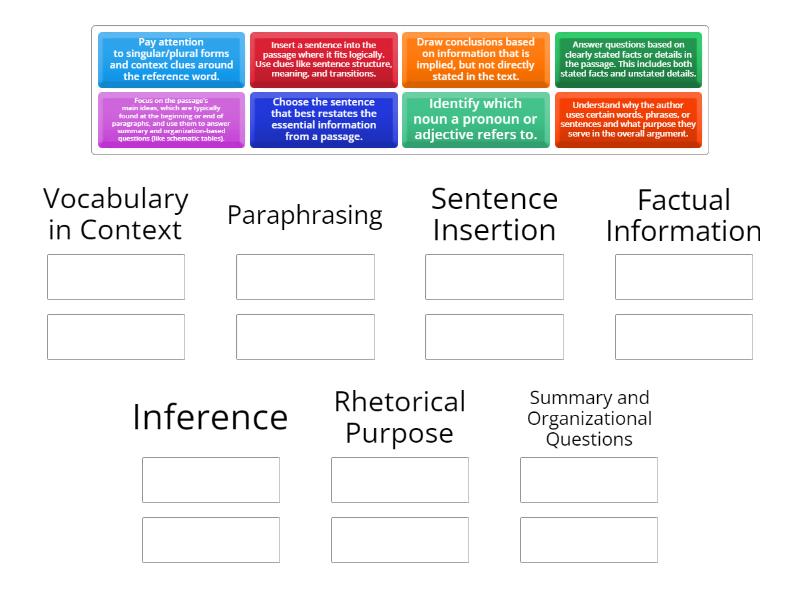 READING TOEFL REVIEW - Ordenar por grupo