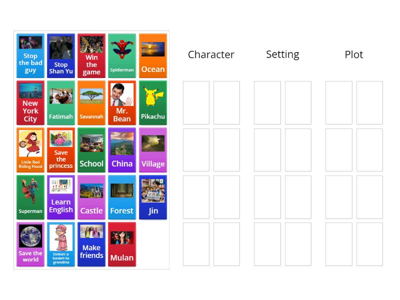 Character / Setting / Plot Sort - Group sort