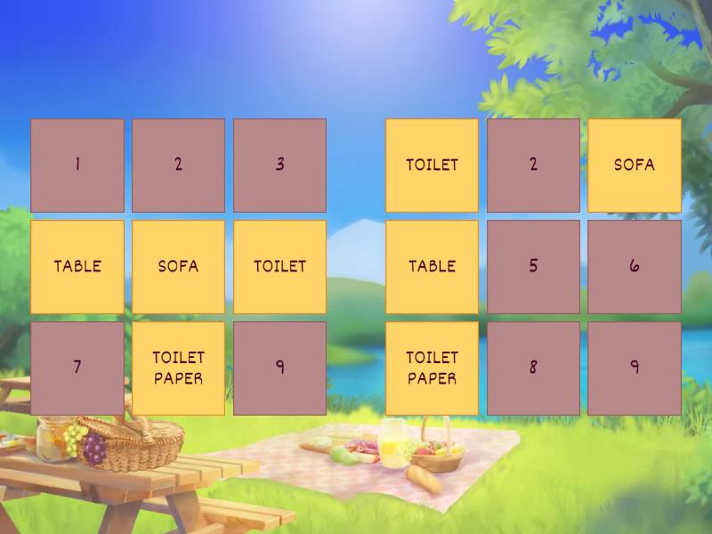 FURNITURE MEMORY GAME - Matching pairs