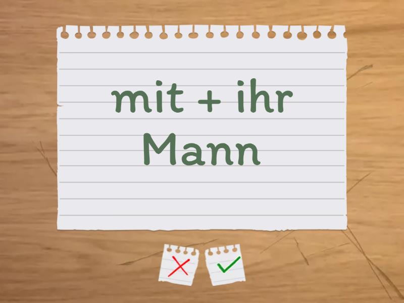 Mit wem? /Womit? Mit+ Artikel im Dativ - Tarjetas flash