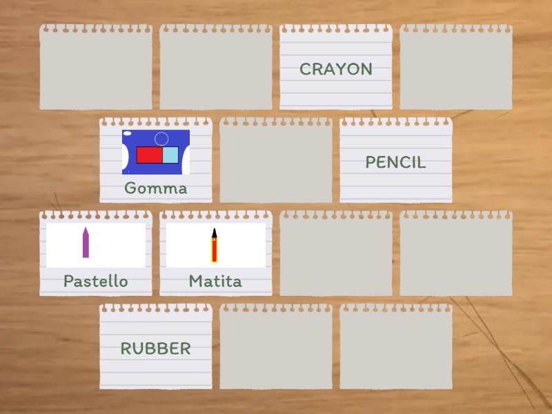 Memory inglese classe prima (SCHOOL OBJECTS) - Matching pairs
