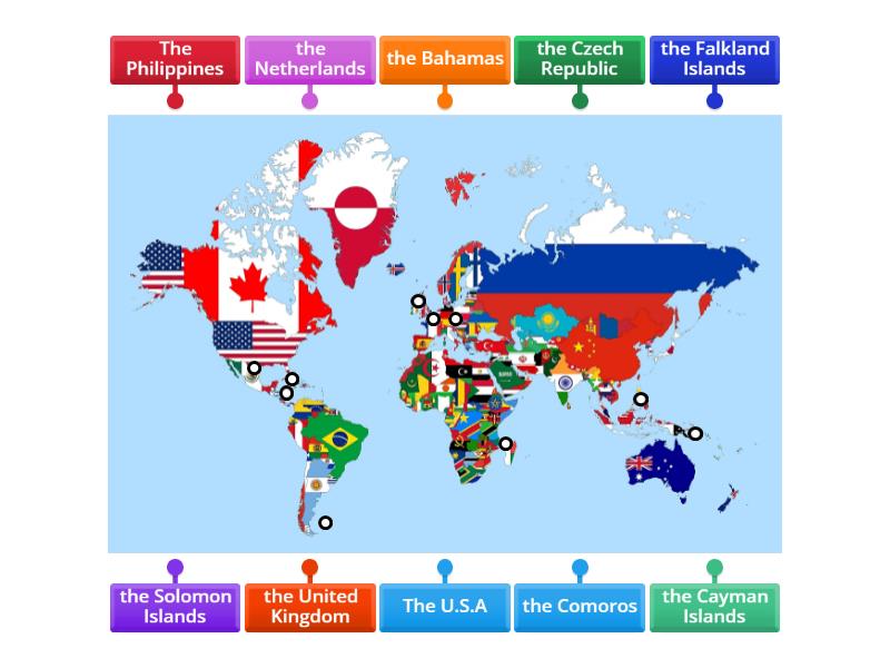 Countries that use the article "the". - Labelled diagram