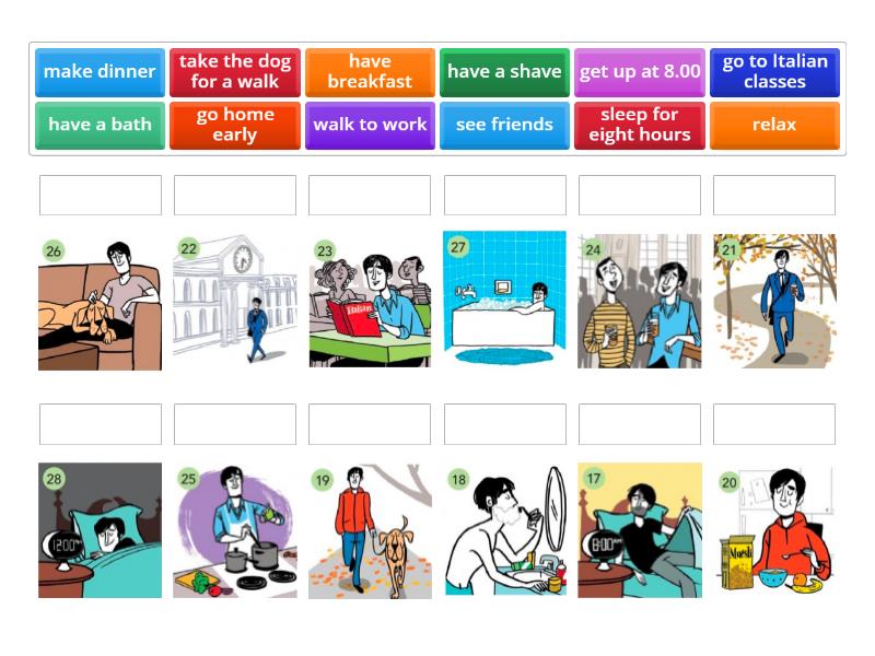 Week 4 Class 1 (Unit 4A): Vocabulary Daily Routine (Chilled Charlie ...