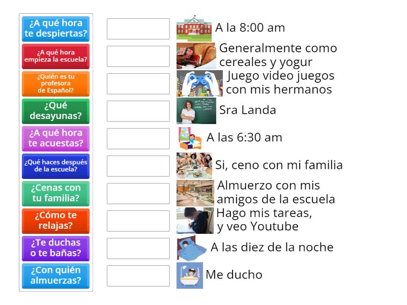 8vo Mi rutina diaria - Match up