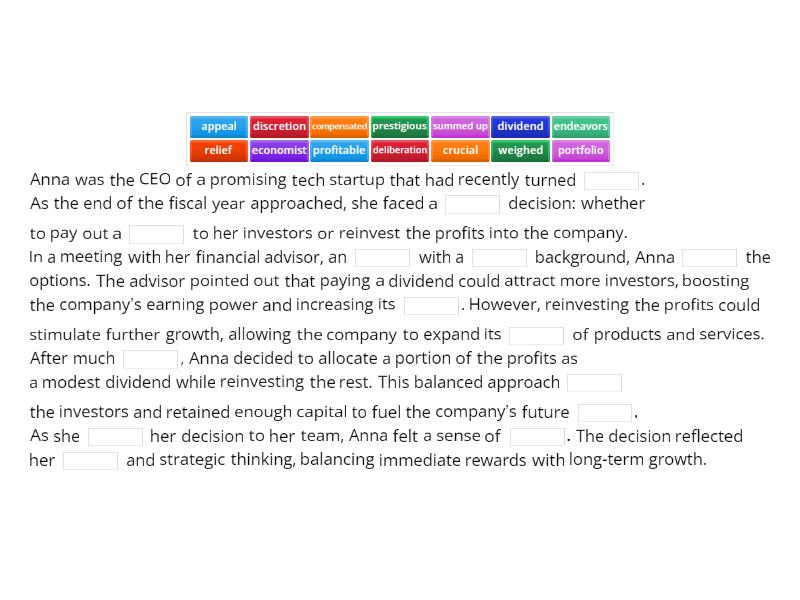 CH7 Vocabulary Practice - Complete the sentence