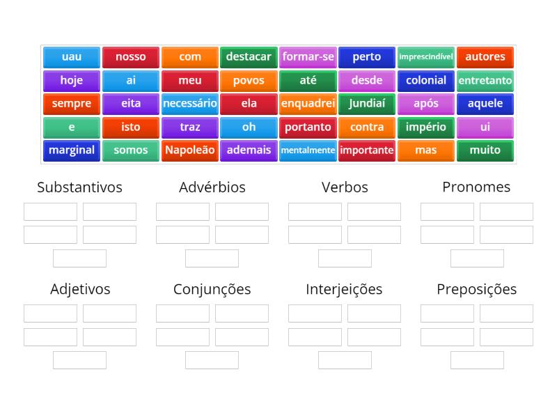 Classes de palavras - Group sort