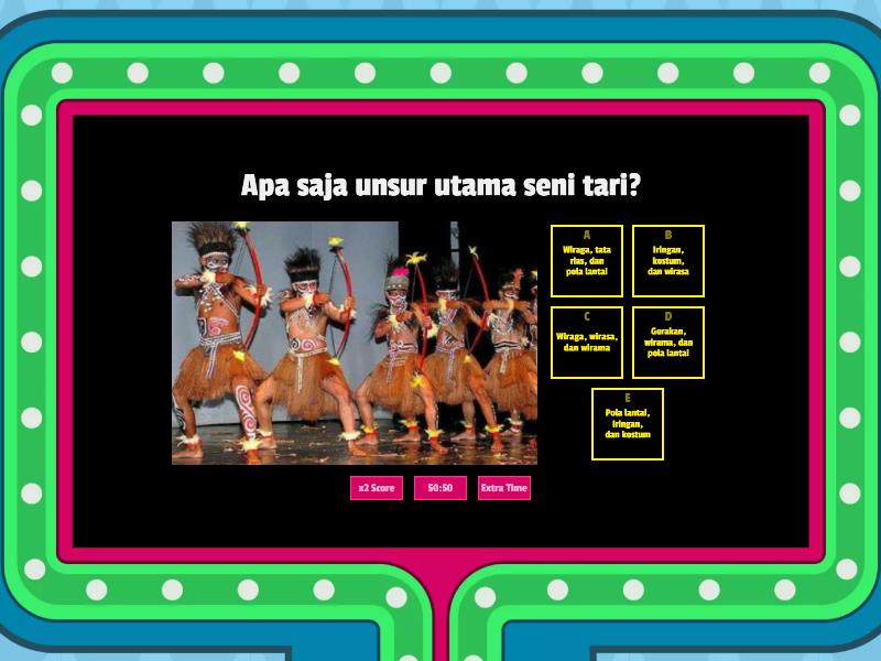Kuis Unsur Tari — Seni Budaya X6 - Gameshow quiz