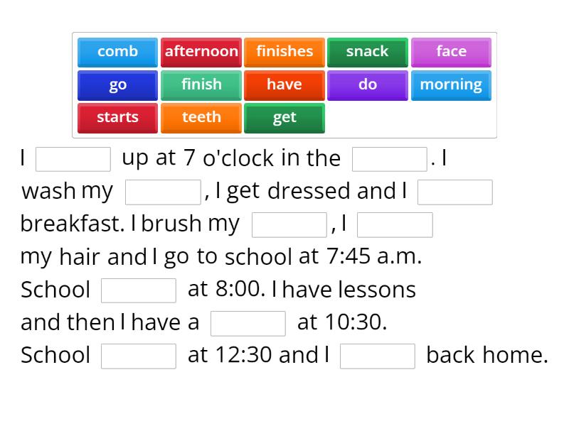 My daily routine - Complete the sentence