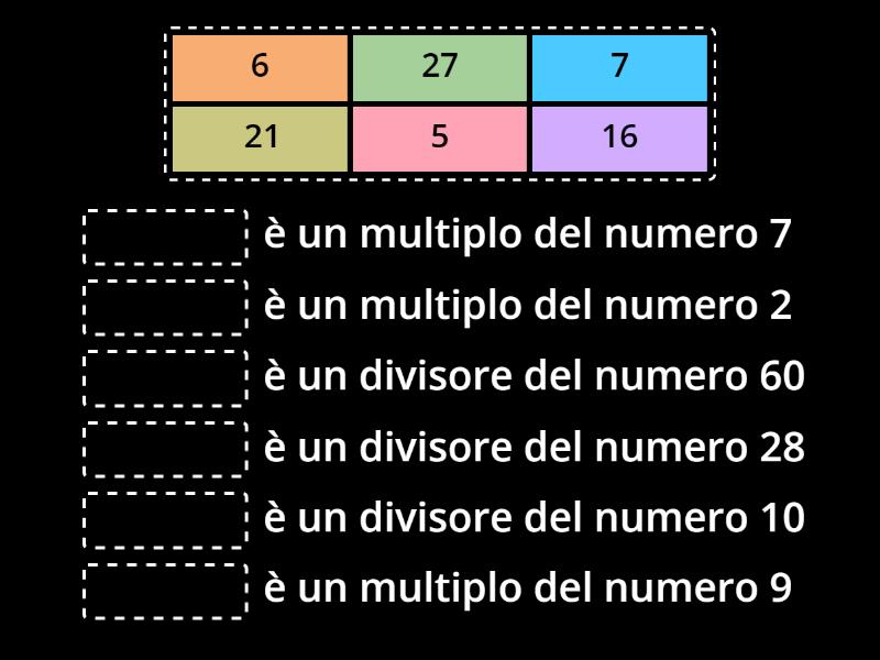 Collega ciascun numero al suo multiplo - Match up