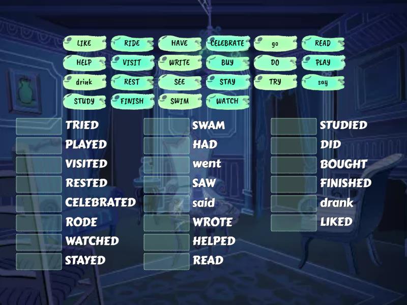 simple past ir-regular verbs memory game - Match up