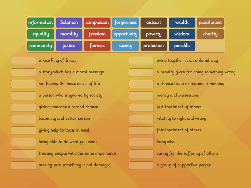Year 5 Justice vocabulary - Match up