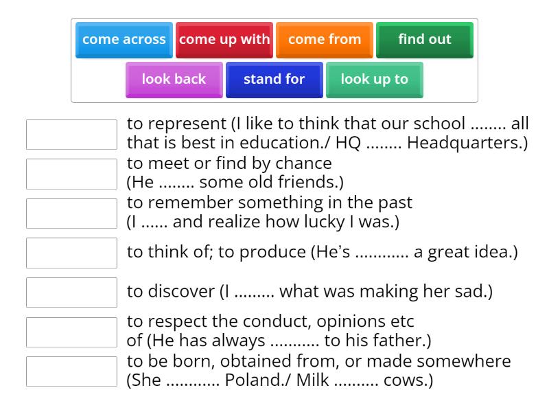 Blue - vocabulary - Match up
