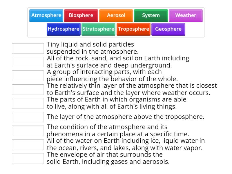 Earth's Atmosphere (Lesson 1) - Match up