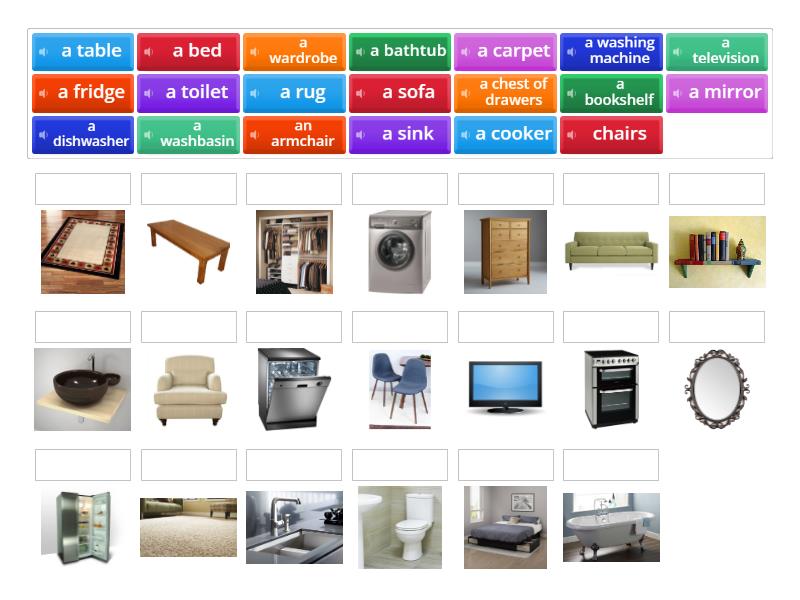 Bloggers 1 Unit 4B - Furniture (matching) - Match up