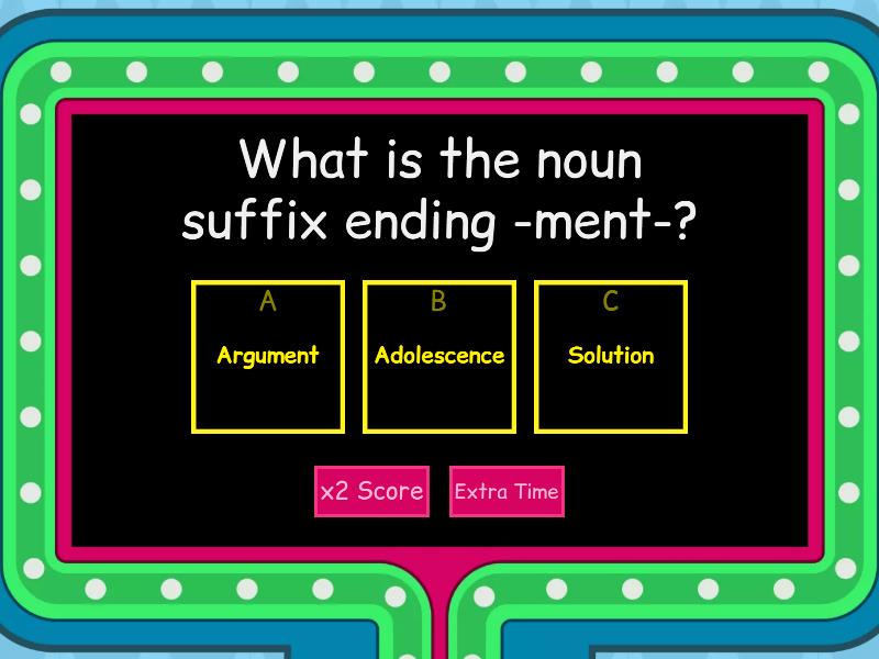 Noun Suffixes - Gameshow quiz