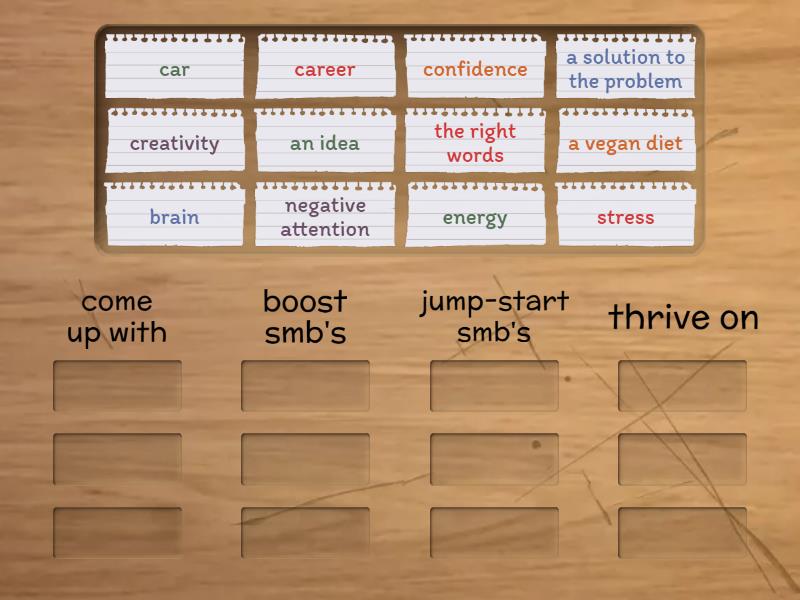Make collocations with the verbs - Group sort