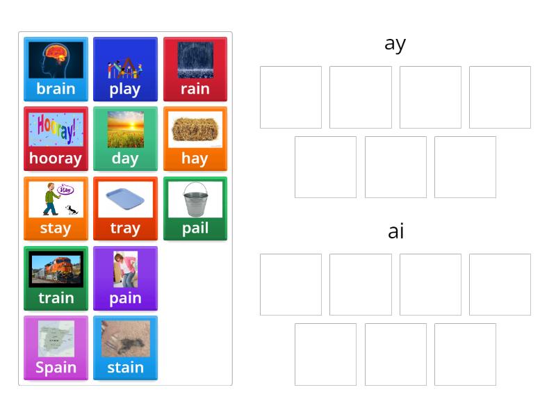 Vowel Teams- ai and ay - Group sort