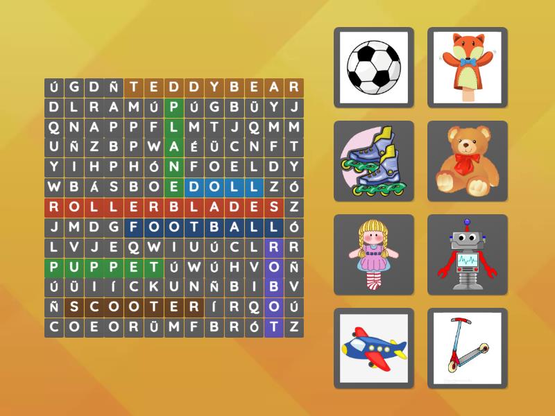 2. TOYS - WHAT'S YOUR FAVOURITE TOY? - Wordsearch