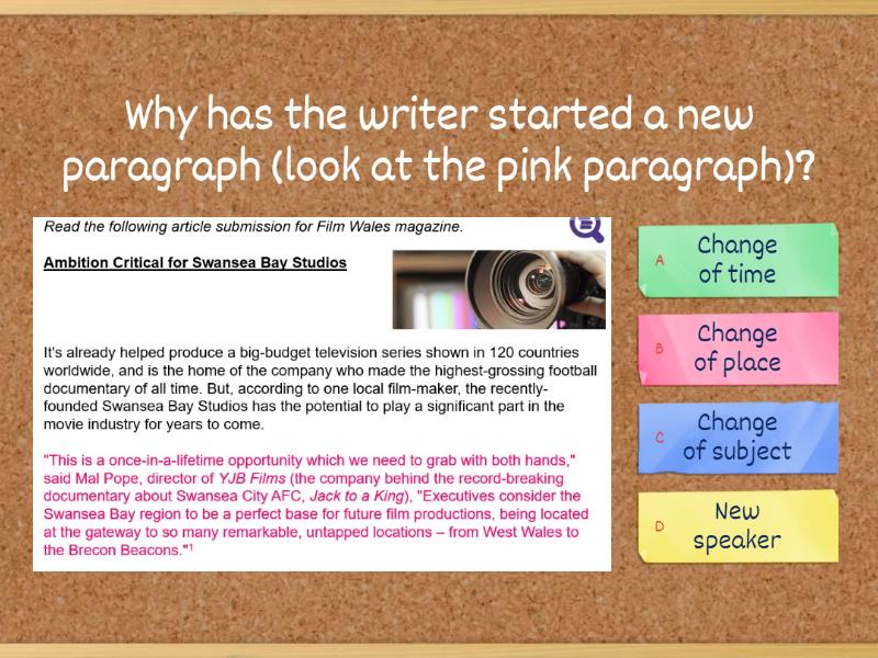 Changing paragraph - Quiz