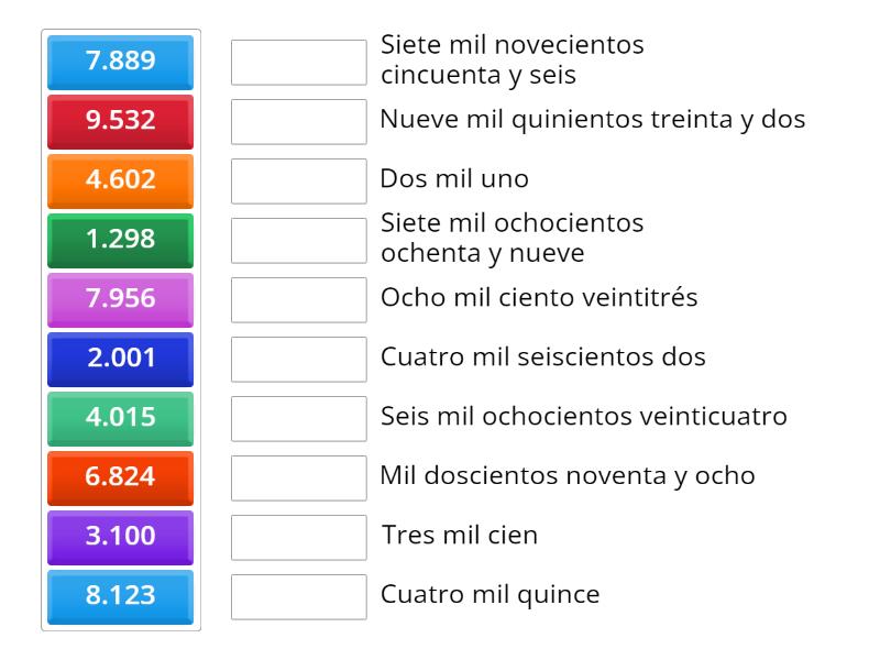 Aprendiendo los miles - Match up