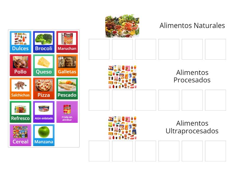Clasifica los alimentos en naturales, procesados y ultraprocesados - Group sort