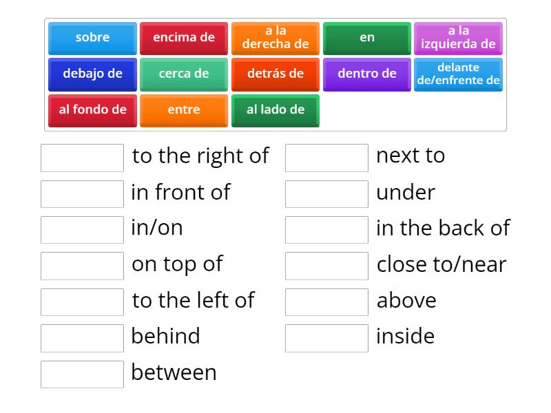 Preposiciones - Match up