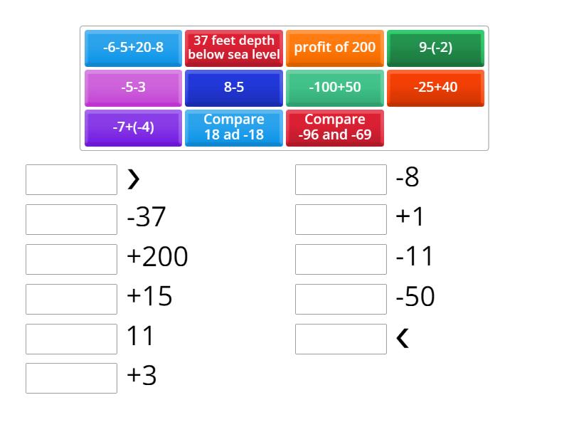 Integers - Match up