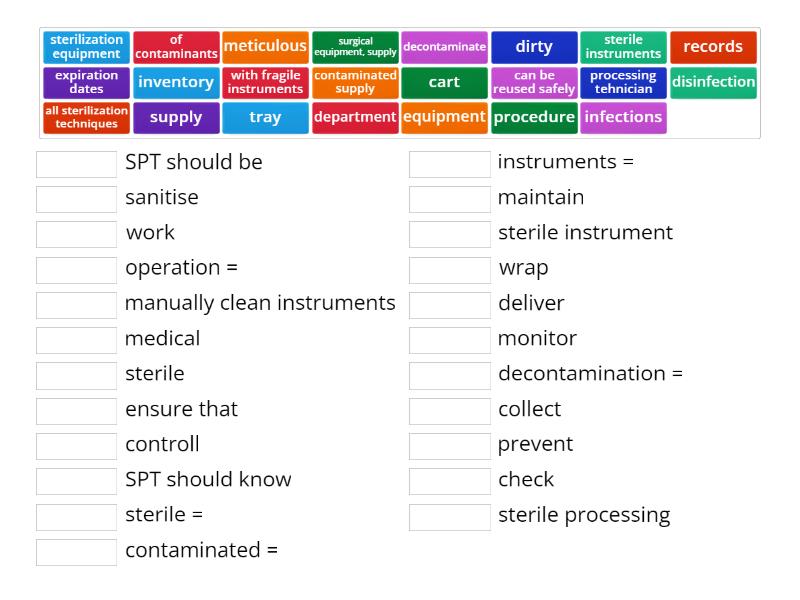 Sterile processing technician word combinations - Match up
