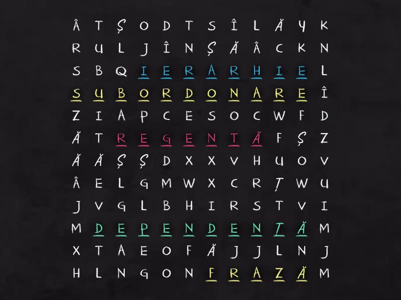 Legătura prin subordonare - Wordsearch