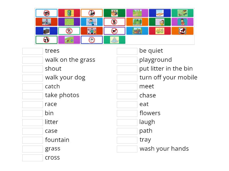 In the park + verbs - Match up