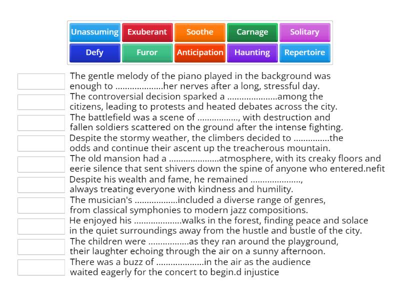 Unit seven: The Cellist of Sarajevo - Match up