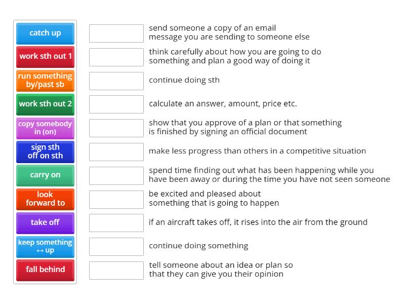 phrasal verbs BP B2 U5 - Match up