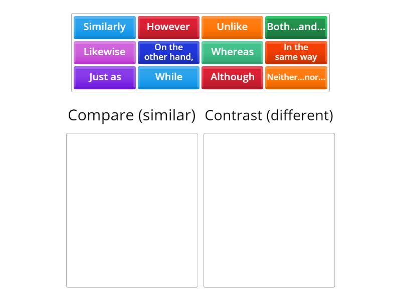 Compare and Contrast Mix and Match - Categorize