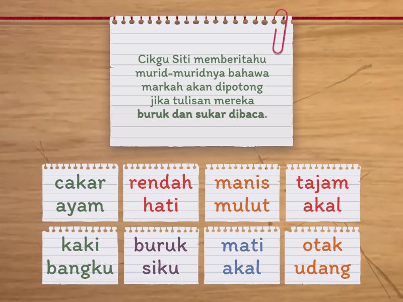 Darjah 4 - Unit 3 Pelajaran 3 - Tahu Bahasa - Peribahasa - Find the match