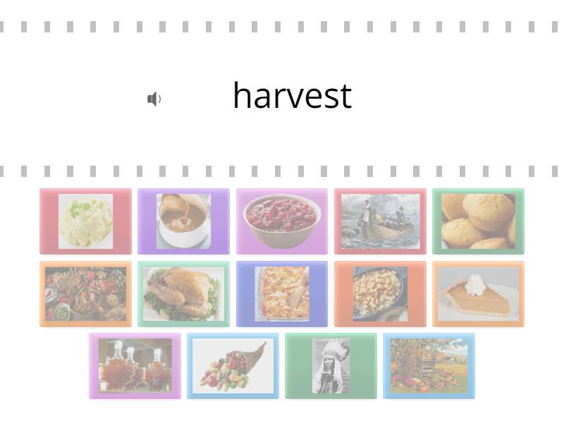 Thanksgiving - vocabulary - Find the match
