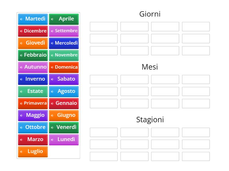 GIORNI, MESI E STAGIONI - Group sort