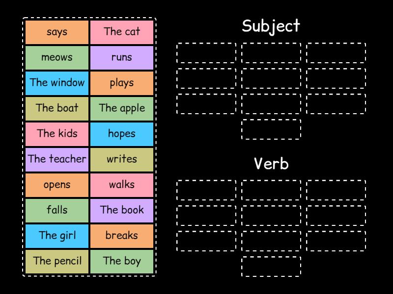 Subject/Verb - Group sort
