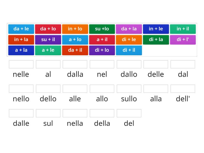 Preposizioni articolate - Match up