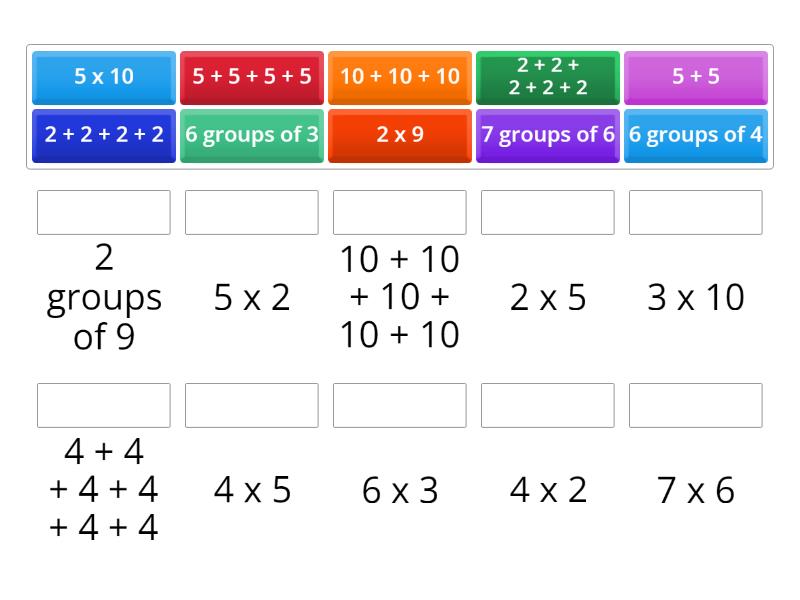Multiplication - Repeated Addition - Match up