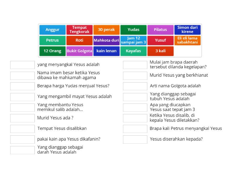 KUIS SEKOLAH MINGGU - Match up