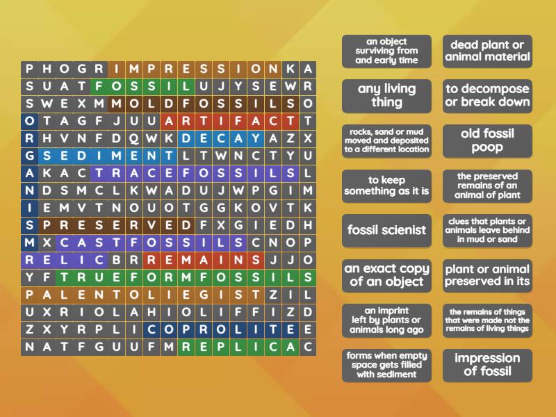 fossil word search by Olivia Bernard - Wordsearch