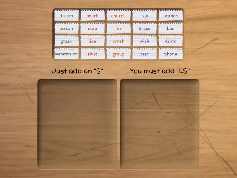 REGULAR PLURAL NOUNS - Categorize