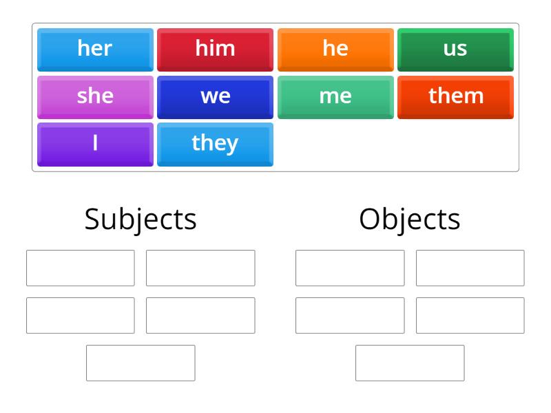 Foundation - Object + subject pronouns - Group sort